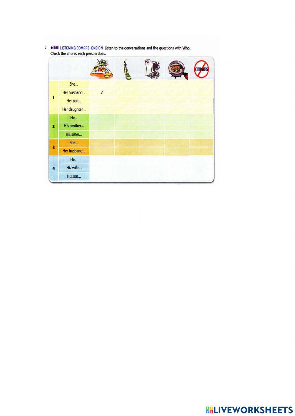TN1.1 Listening unit 7 worksheet | Live Worksheets
