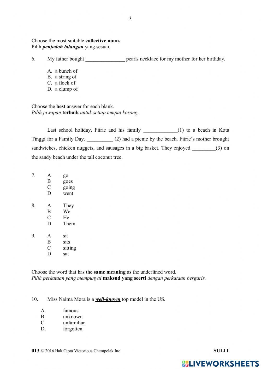 3648123 | Year 5 Exam Set 2 | Mohd Irfan Hasif Nor