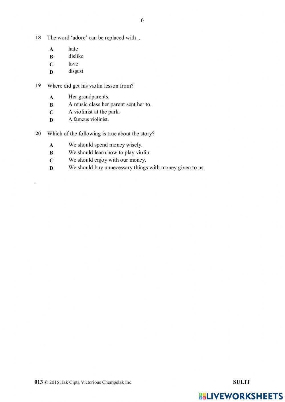 3648123 | Year 5 Exam Set 2 | Mohd Irfan Hasif Nor