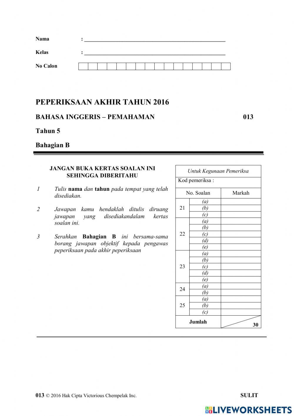 3648123 | Year 5 Exam Set 2 | Mohd Irfan Hasif Nor