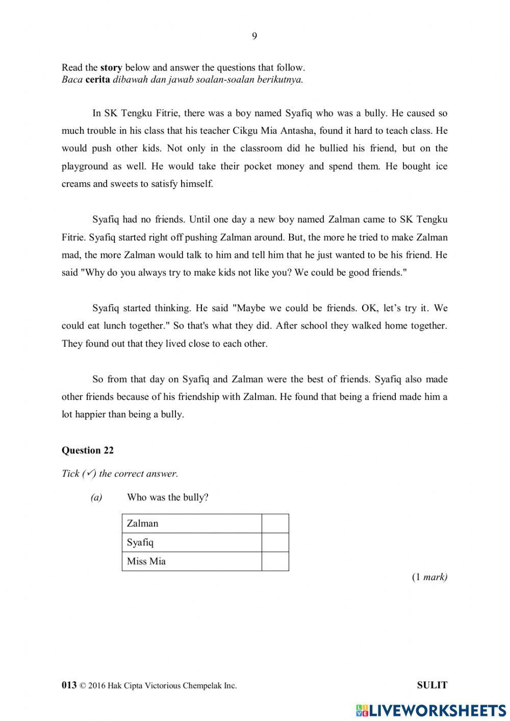 3648123 | Year 5 Exam Set 2 | Mohd Irfan Hasif Nor