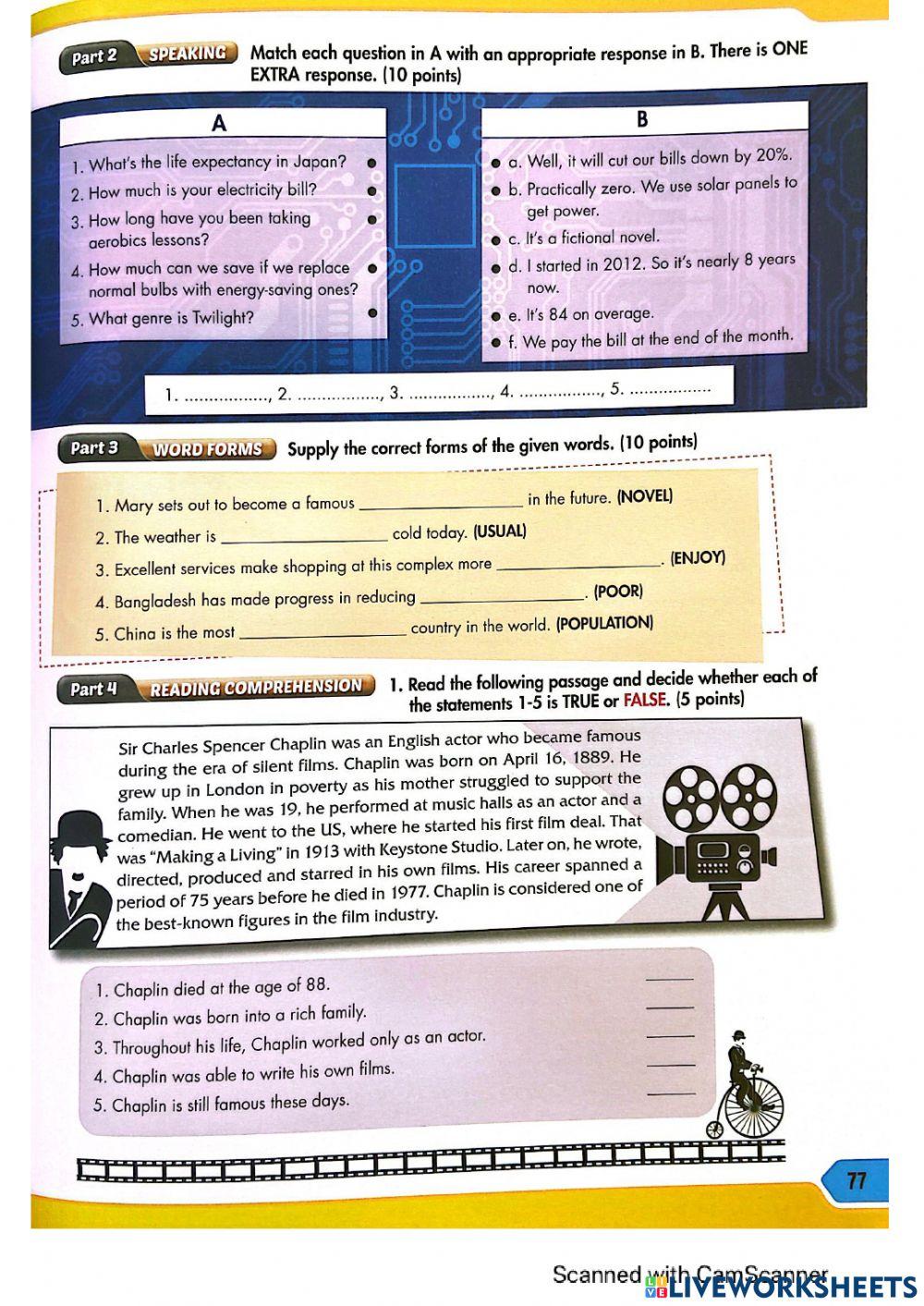 Advanced test 02 - RO7 PRactice test worksheet | Live Worksheets