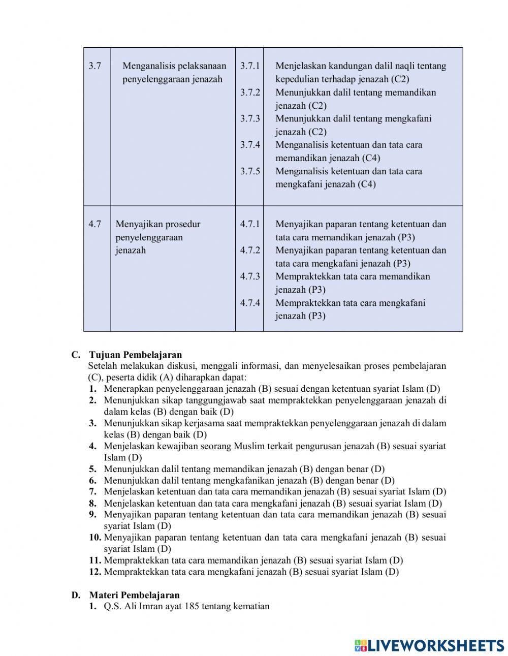 Lkpd pai bp interactive worksheet | Live Worksheets