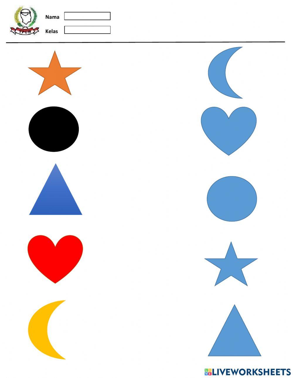 Shape exercise for 1-3 | Live Worksheets