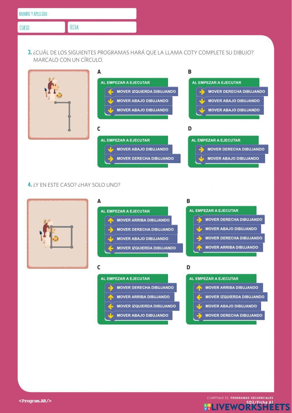 Analizamos programas - Pilas+bloques worksheet | Live Worksheets