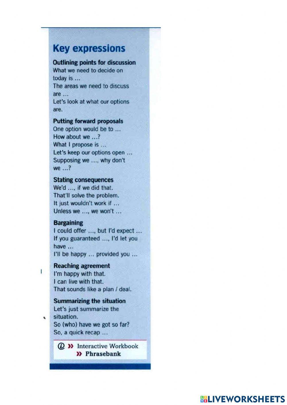 Negotiations | Live Worksheets