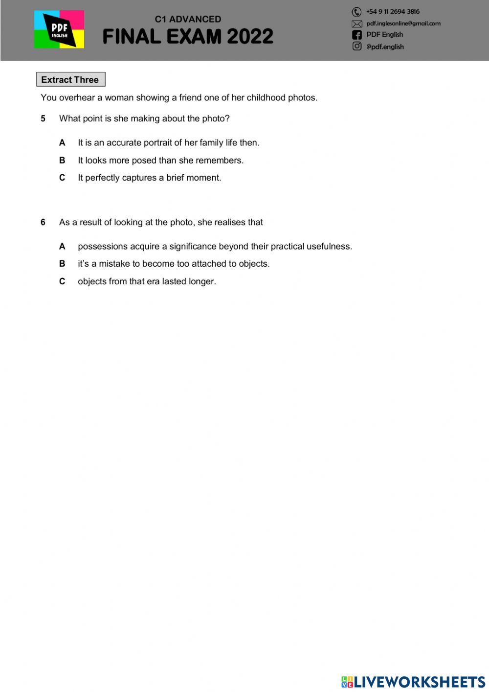 C1 ADVANCED - F… | Free Interactive Worksheets | 6913618