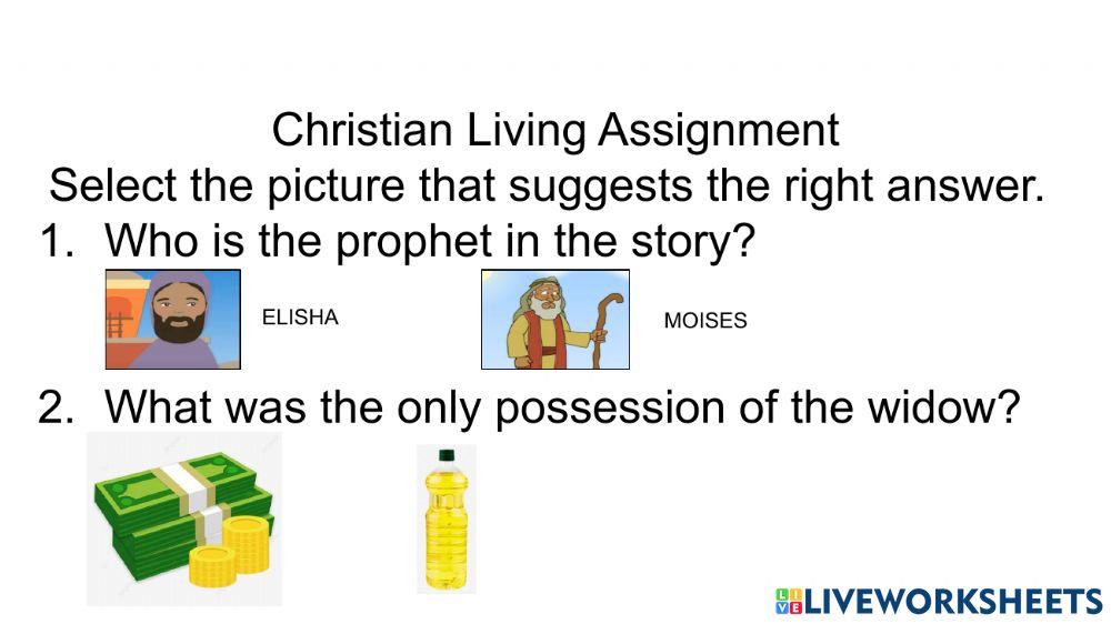 Elisha and Widow worksheet | Live Worksheets