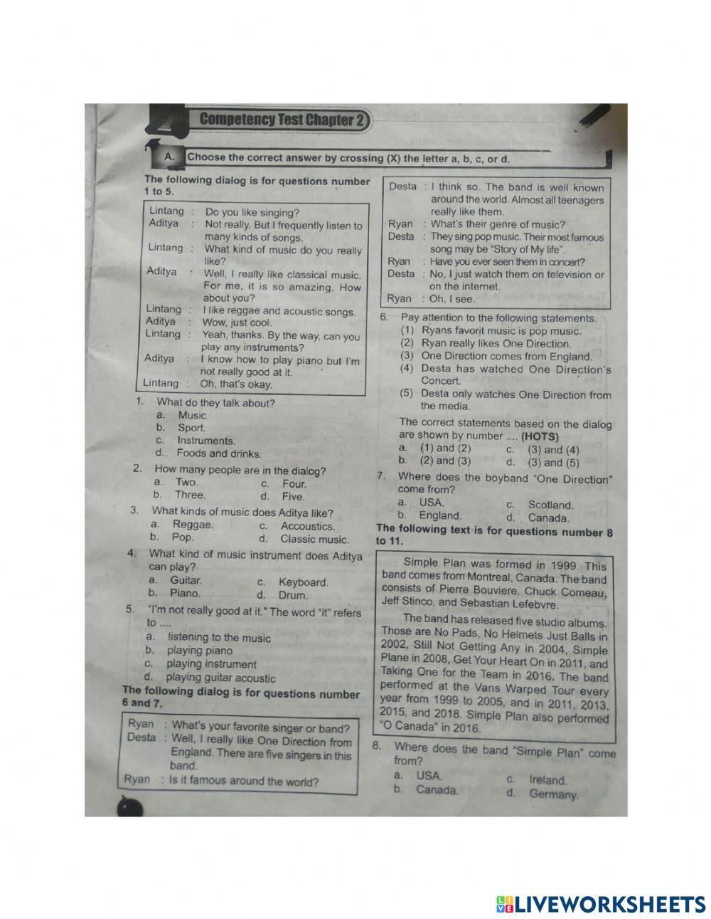 Liveworksheet 2 2211330 | i komang agus sudiartha