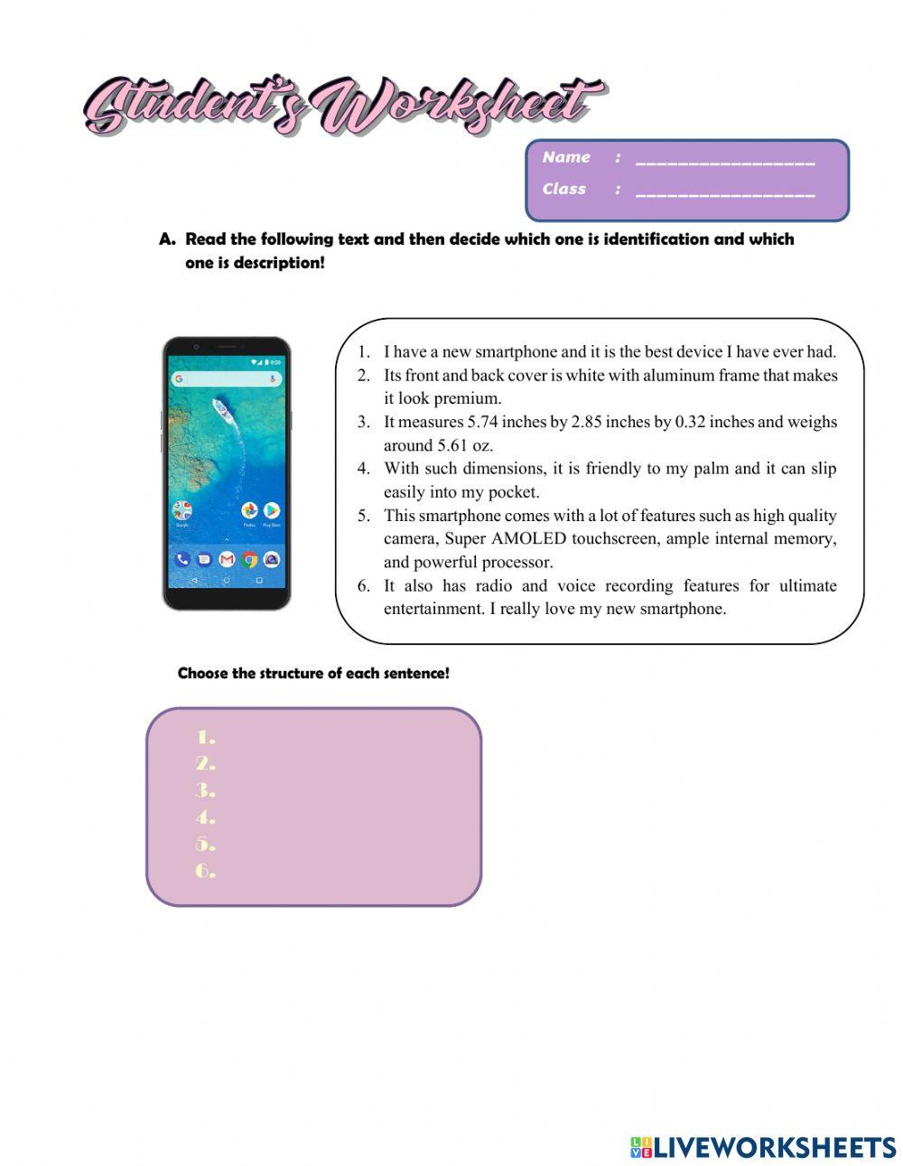 Descriptive Text worksheet for X | Live Worksheets