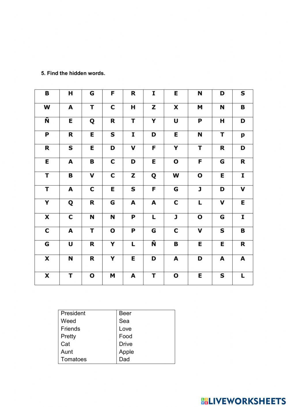 Live Worksheet Alejandro worksheet | Live Worksheets