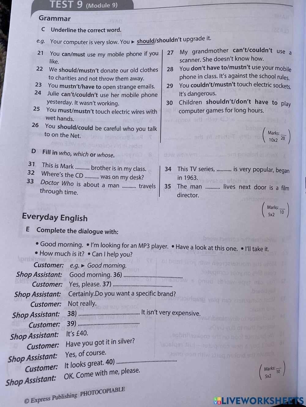 Access 2 unit 9 part 2 online exercise for | Live Worksheets