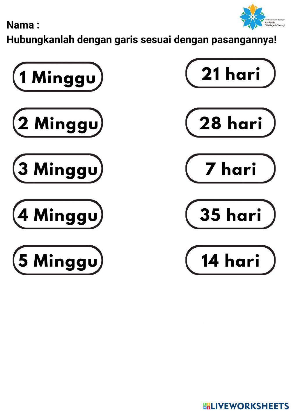 Menhitung jumlah hari worksheet | Live Worksheets