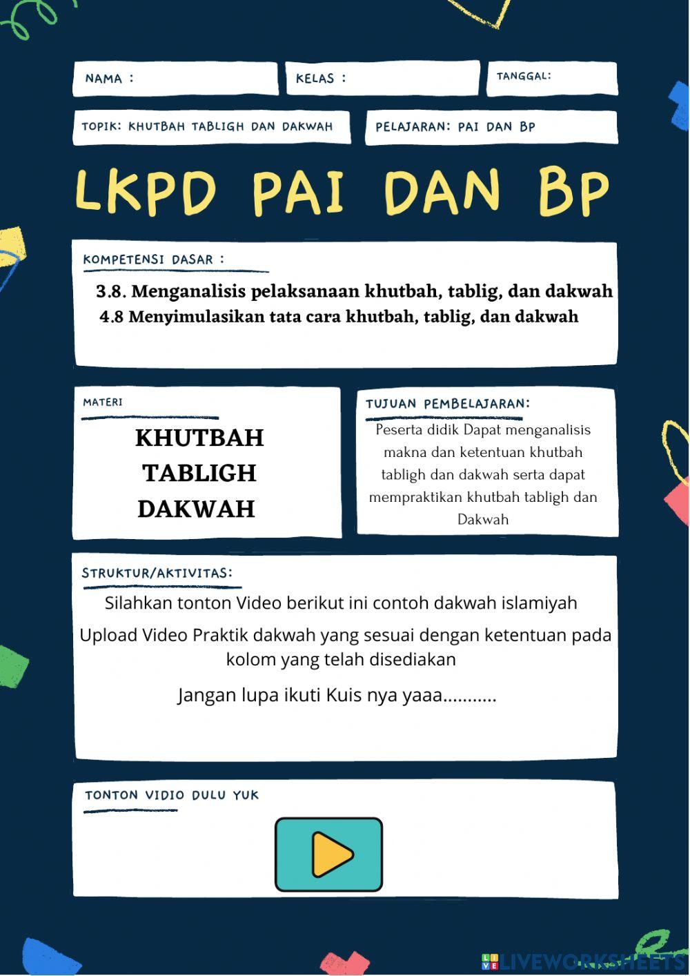 Lkpd pai kelas xi activity | Live Worksheets