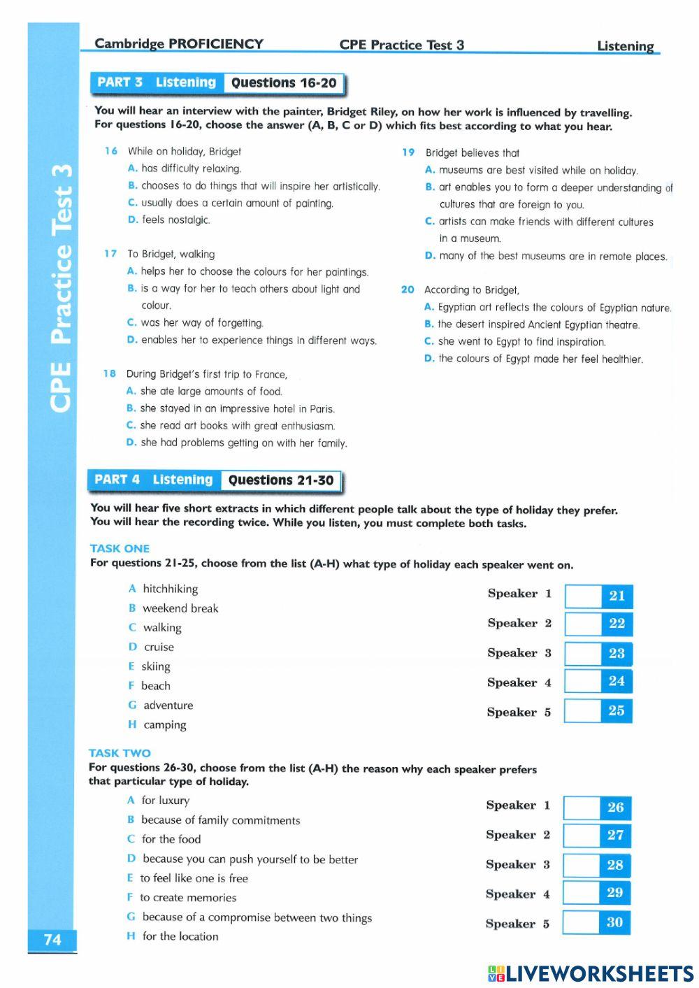 Listening C2 | Free Interactive Worksheets | 2212014