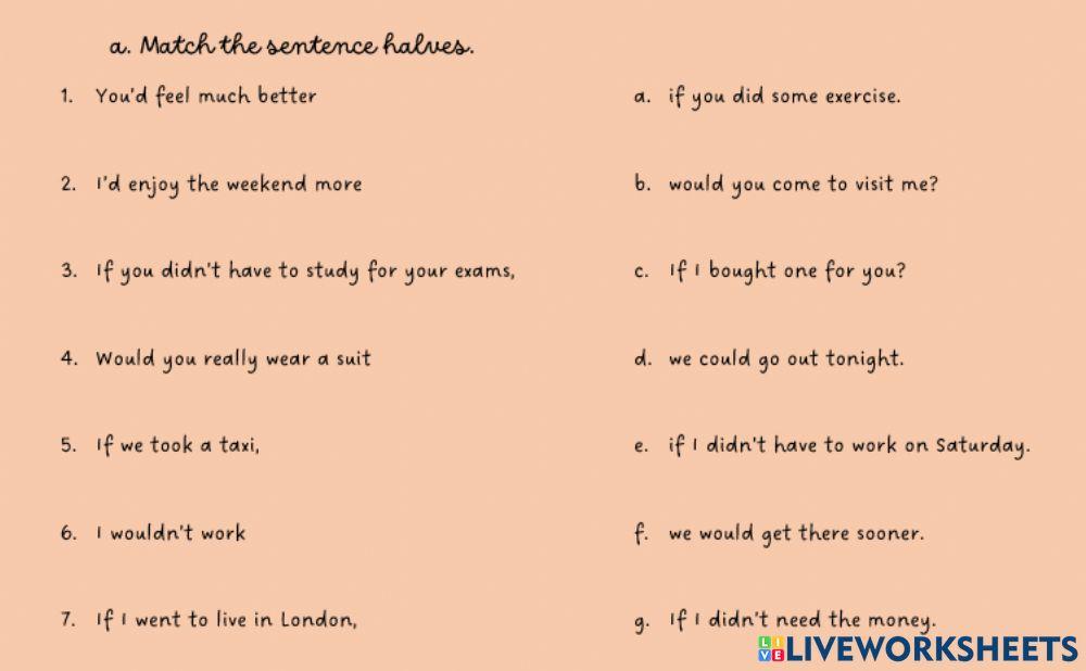 Conditionals online exercise for pre-intermediate | Live Worksheets