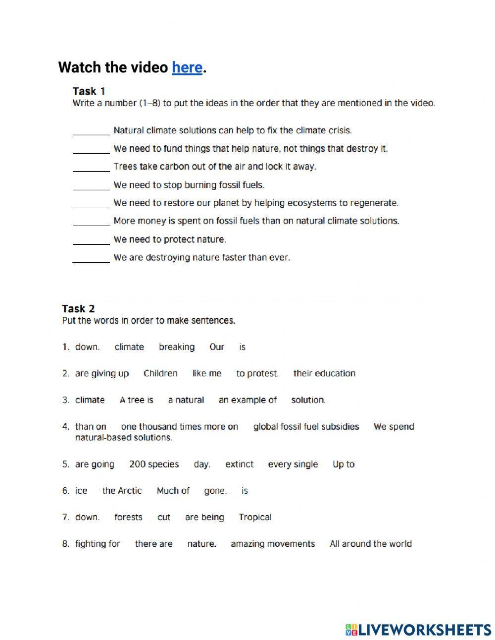 Climate Change worksheet for 9TH | Live Worksheets