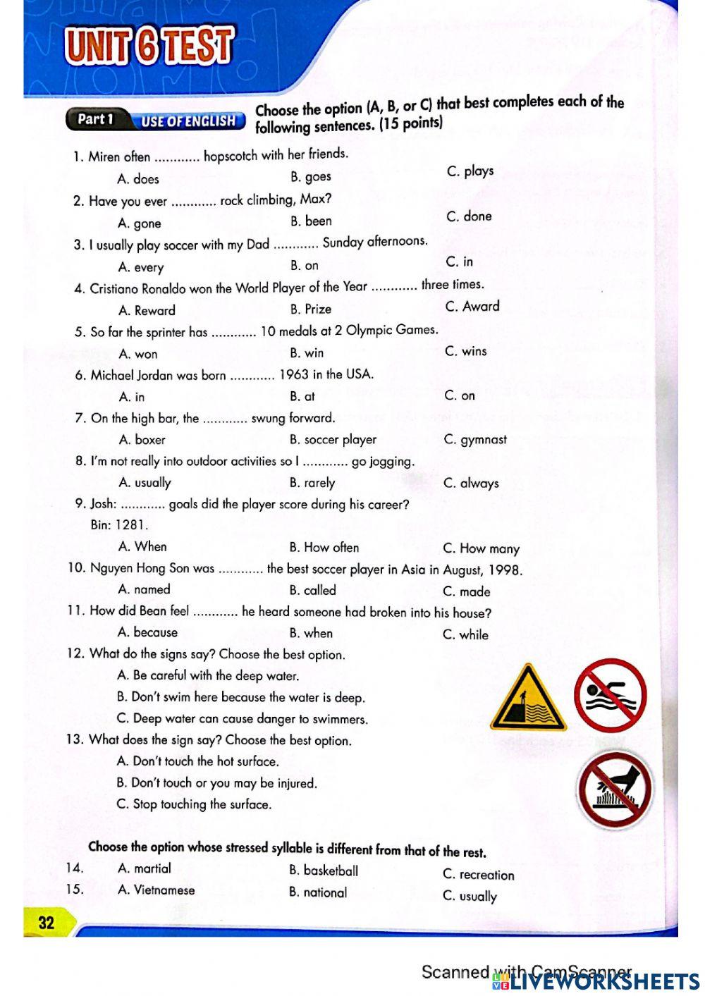 Test 6 - RO6 Practice test 2212009 | Sunshinekontum