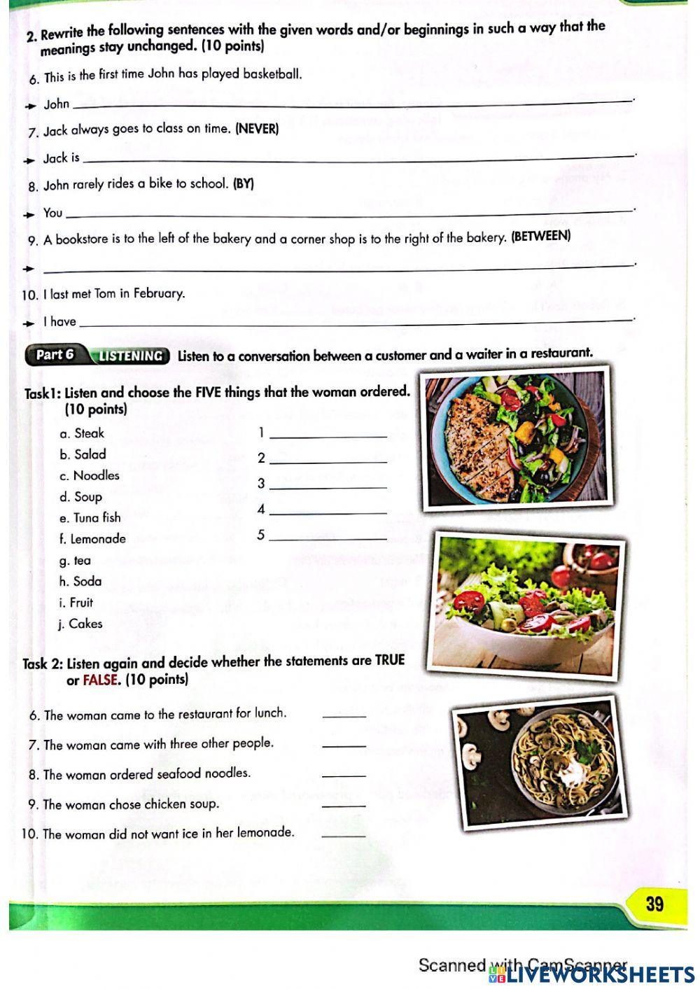Progress test 3 - RO6 Practice test worksheet | Live Worksheets