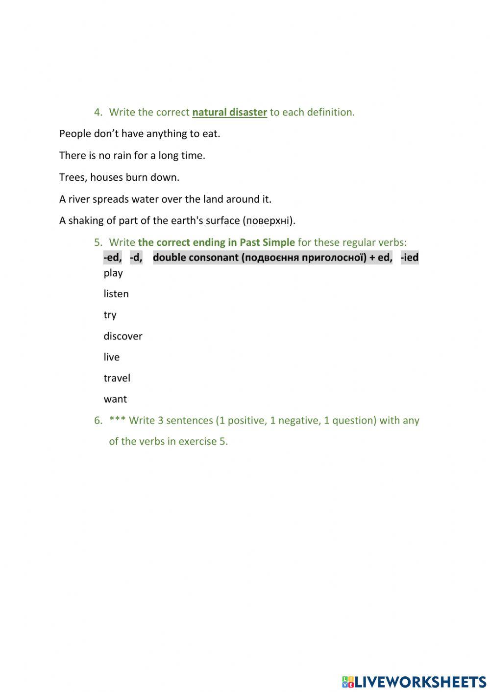 Past Simple Test online pdf exercise for 6 | Live Worksheets