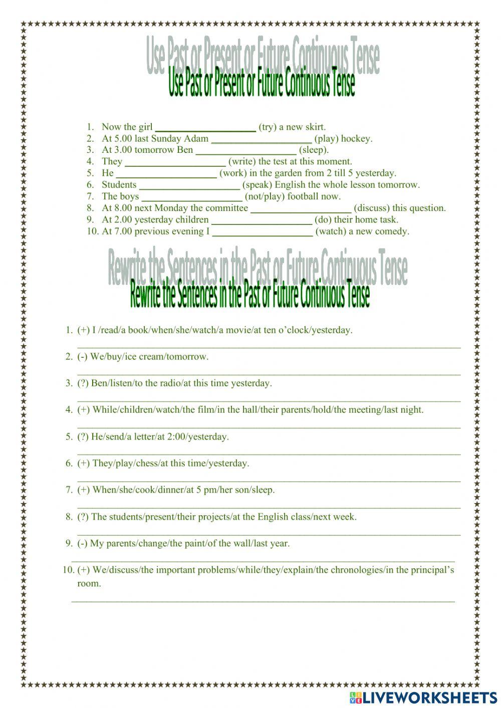 5367303 | Past or Present or Future Continuous Tenses