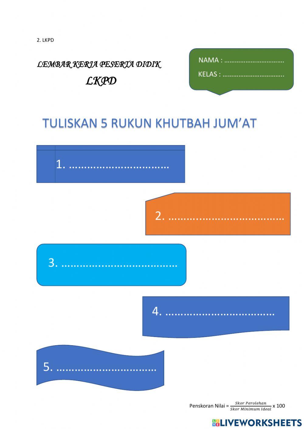 LKPD Shalat Jum'at activity | Live Worksheets
