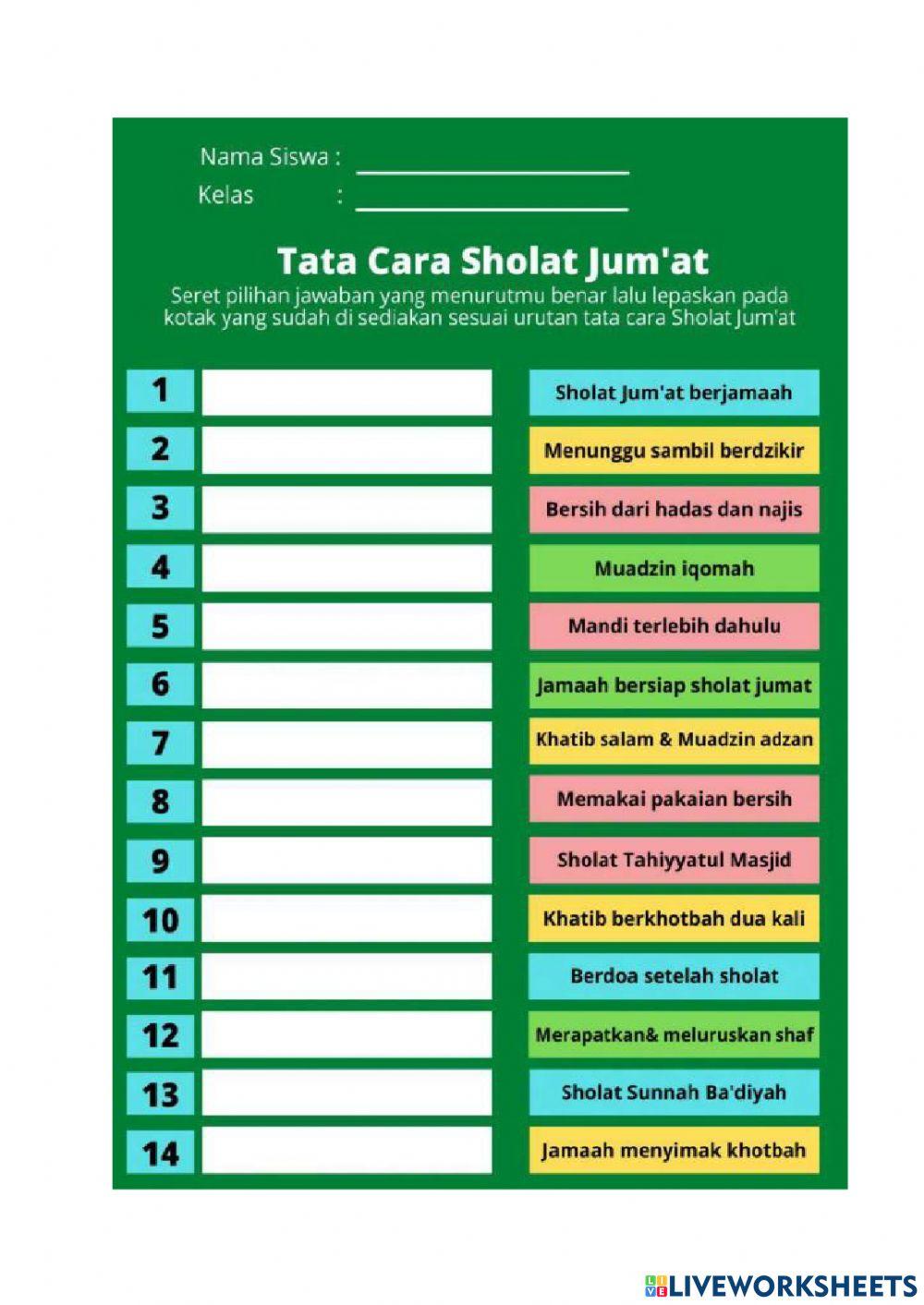 LKPD Shalat Jum'at activity | Live Worksheets