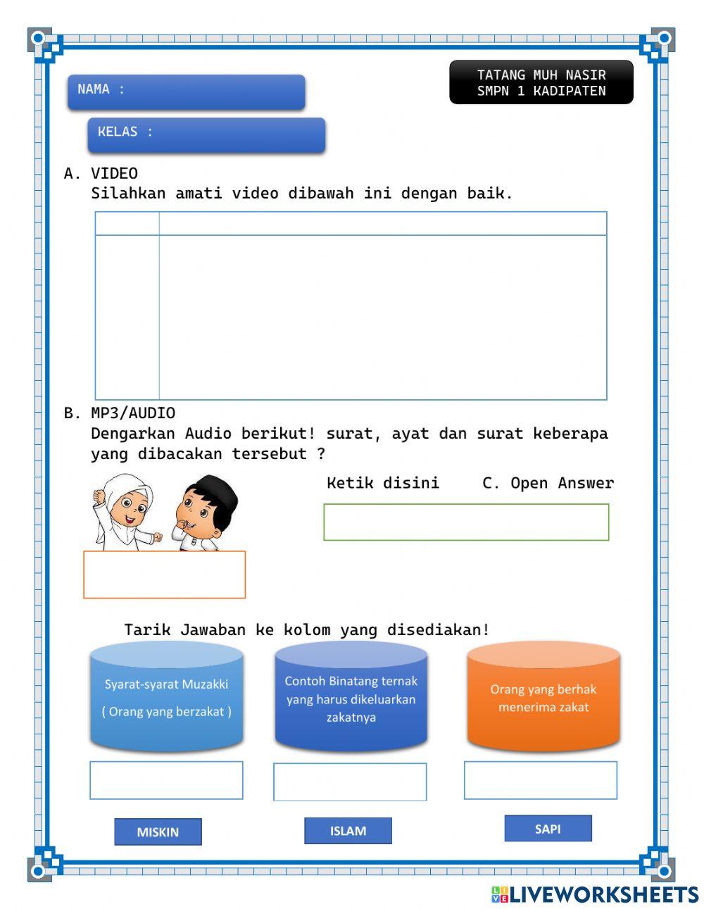Zakat fitrah da… | Free Interactive Worksheets | 2213001