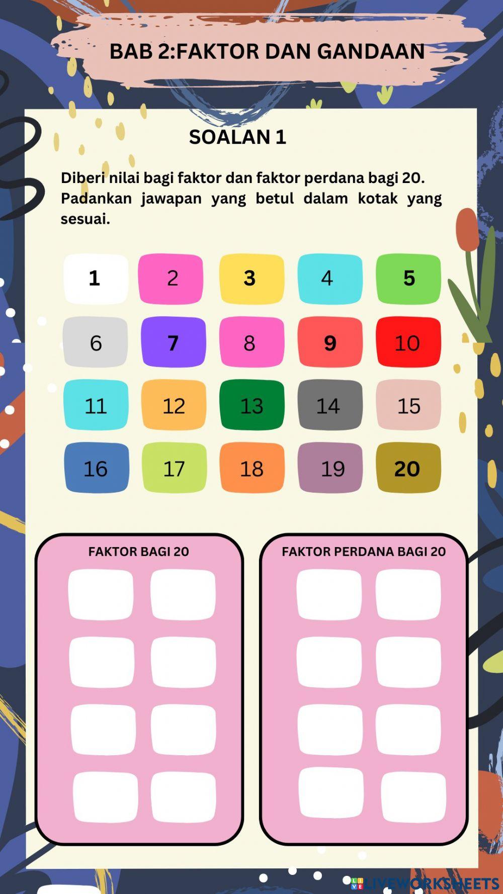 Faktor Perdana interactive worksheet | Live Worksheets