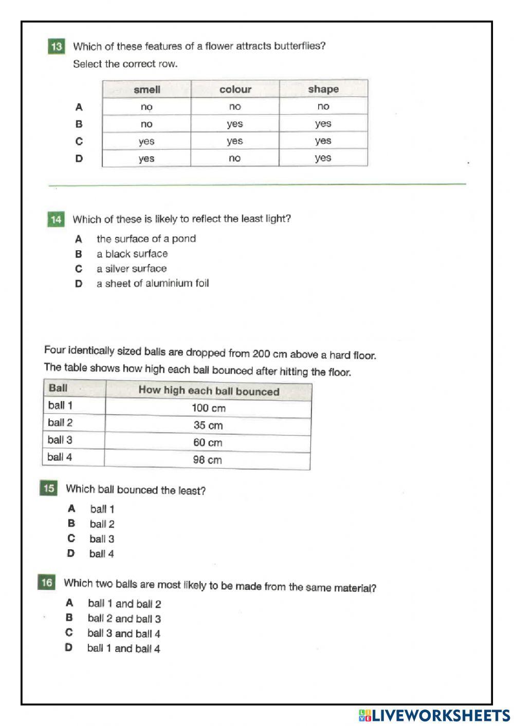 ACER PRACTICE SCIENCE online exercise for | Live Worksheets