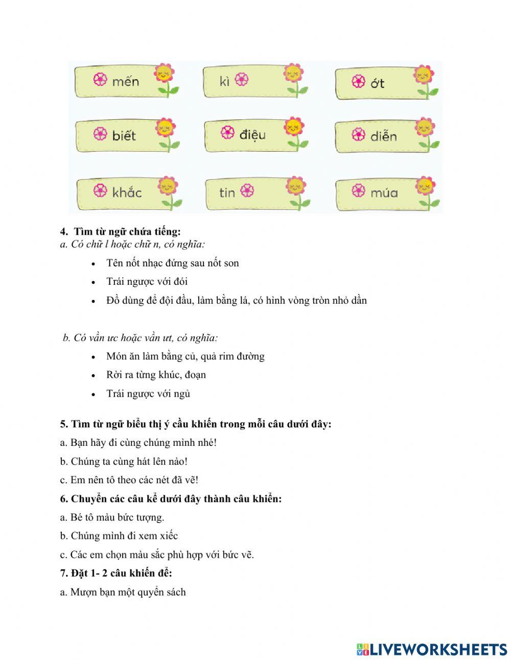 Vietnamese online activity for 3 | Live Worksheets