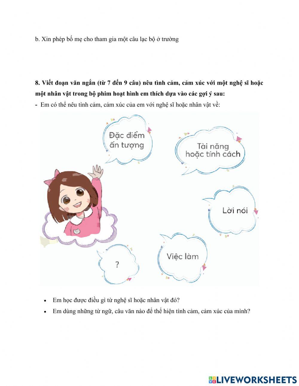 Vietnamese online activity for 3 | Live Worksheets
