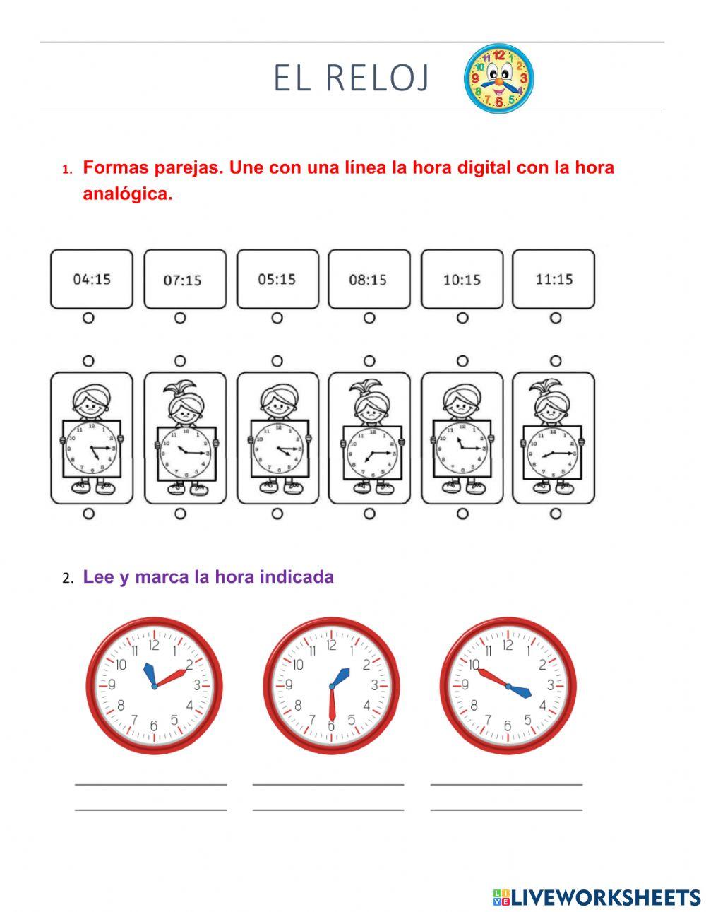 El reloj | Free Interactive Worksheets | 2213904