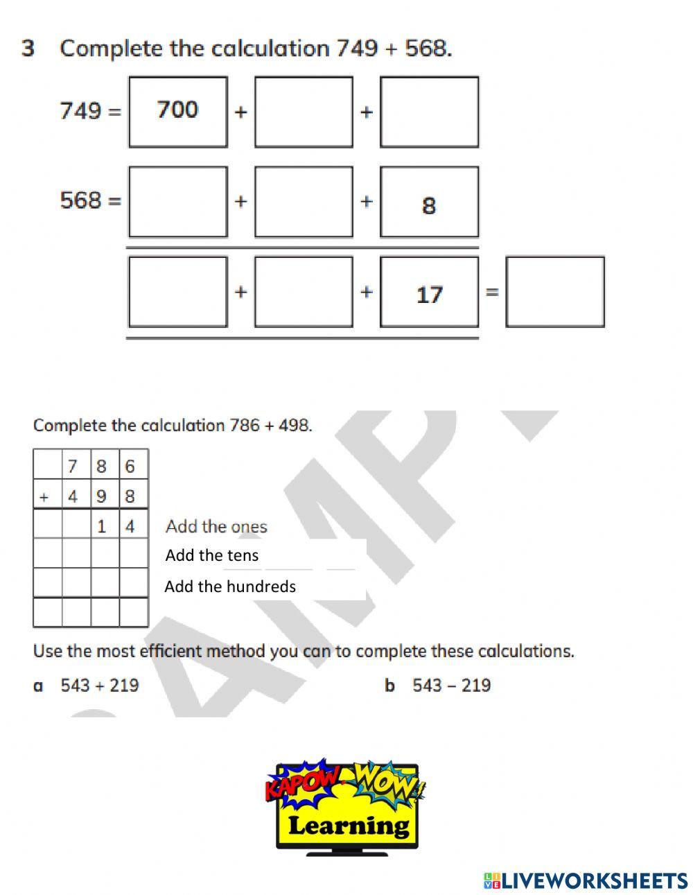 Addition Unit 3 worksheet | Live Worksheets