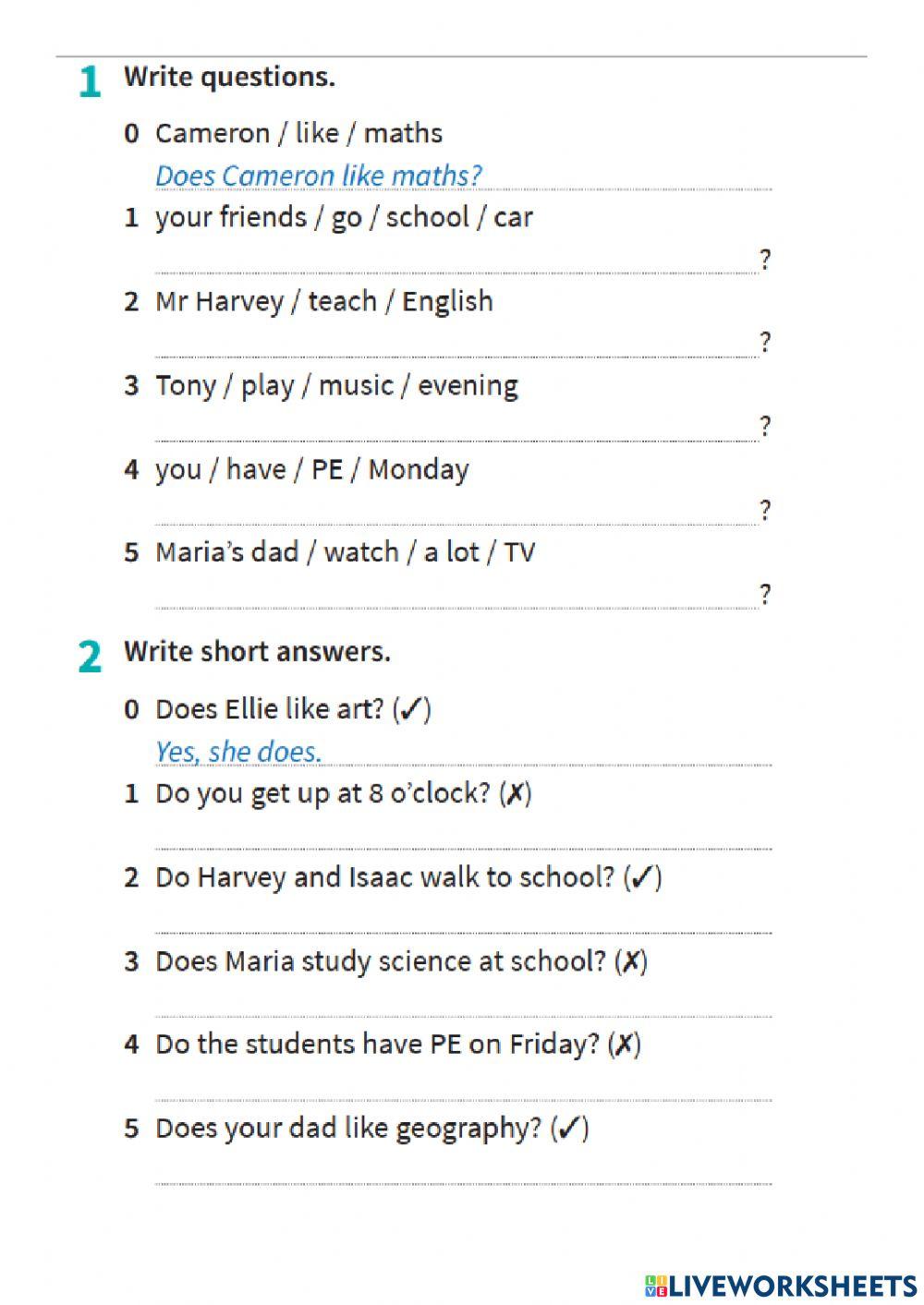 Present Simple. Yes-No questions. online exercise for | Live Worksheets