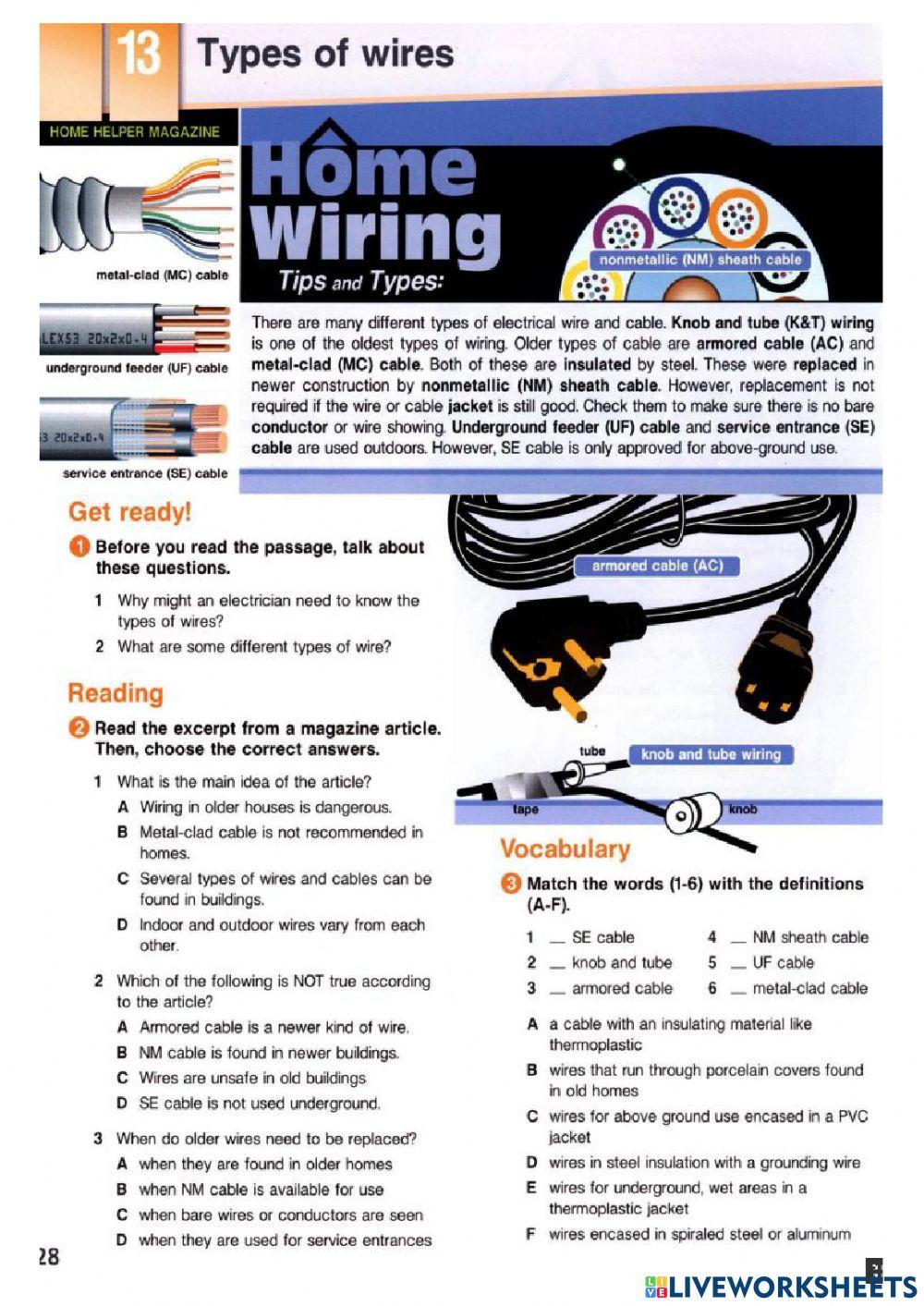 2214208 | Types of wires | annettamur | LiveWorksheets