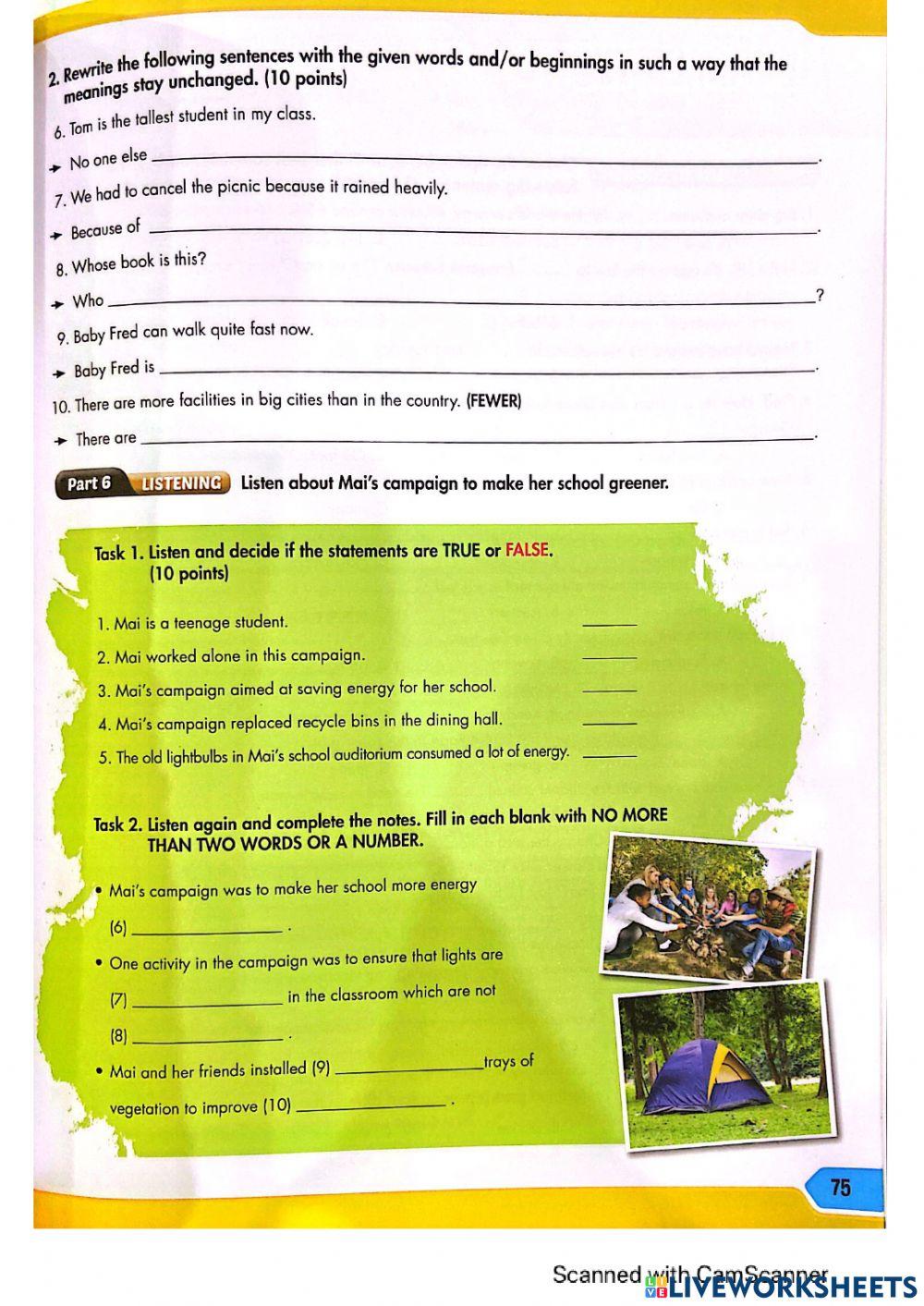 Advanced test 1 - RO6 Practice test worksheet | Live Worksheets