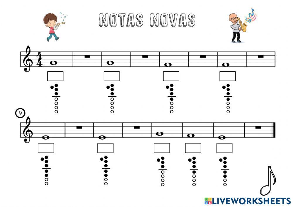 Notas novas worksheet | Live Worksheets