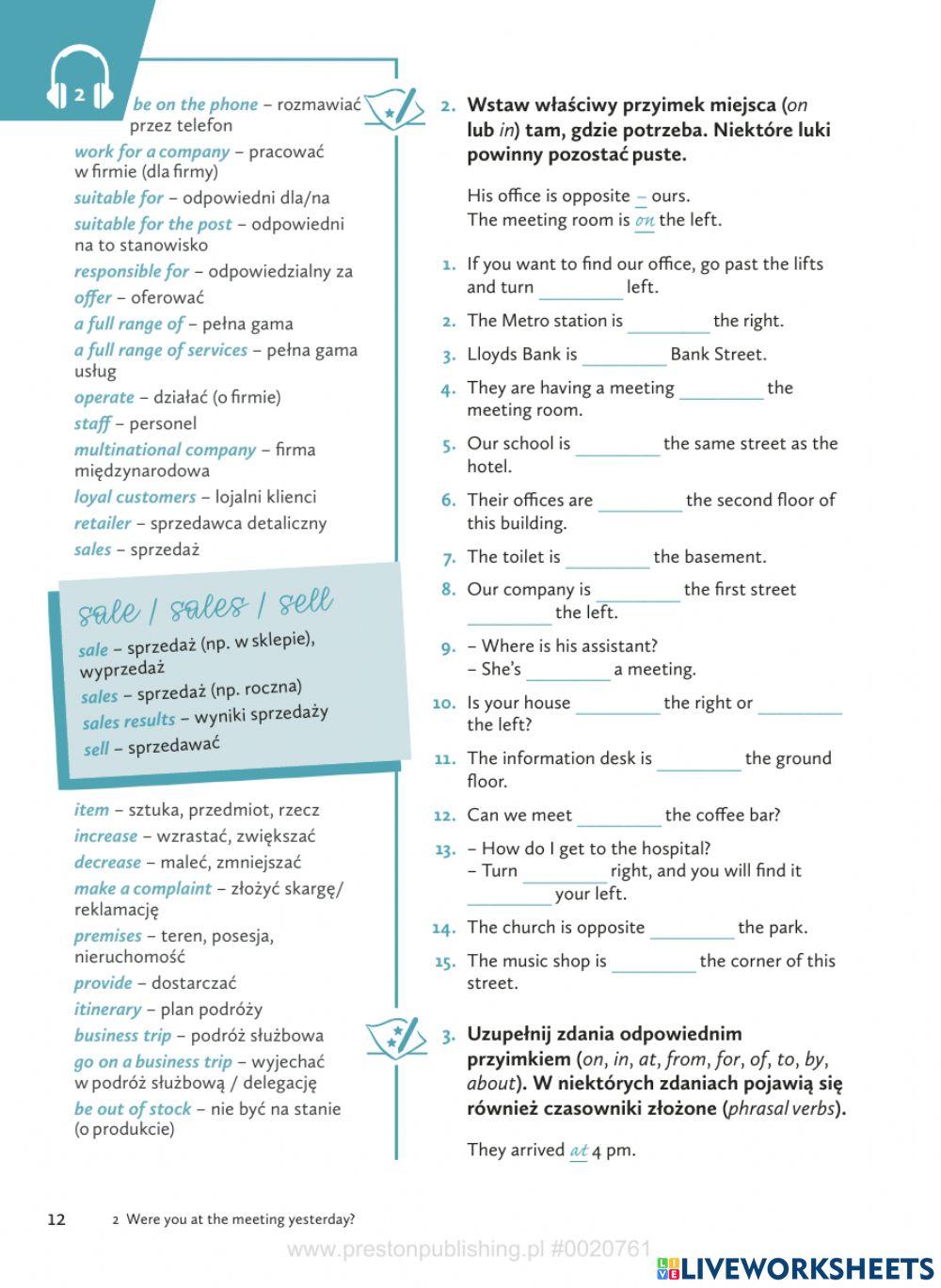 prepositions part 1 online exercise for | Live Worksheets