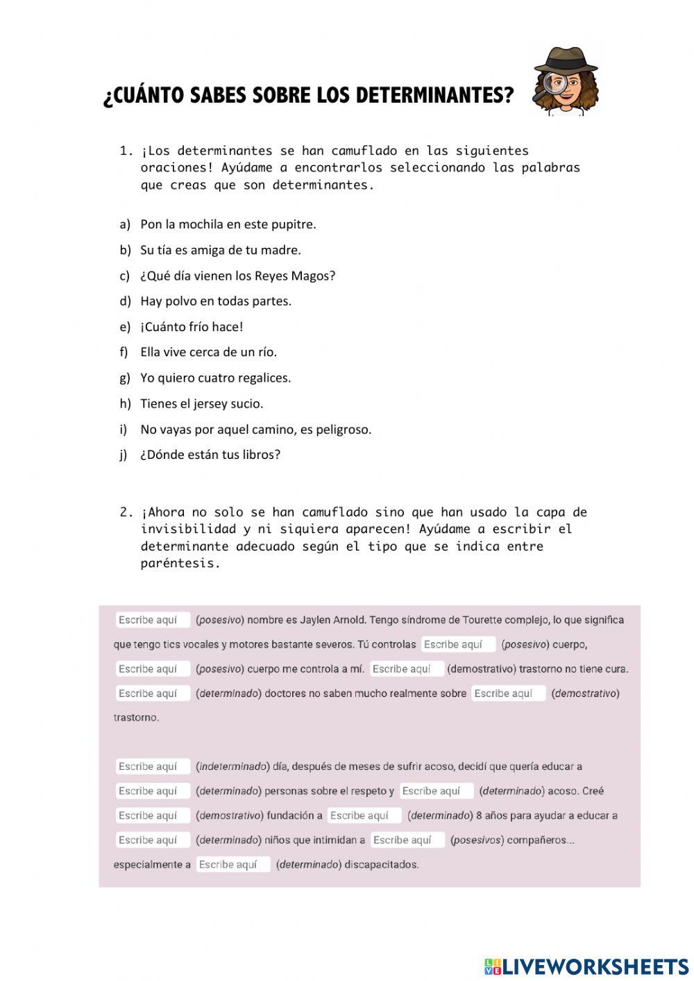 Prueba determinantes 2214659 | mlizavp | Live Worksheets