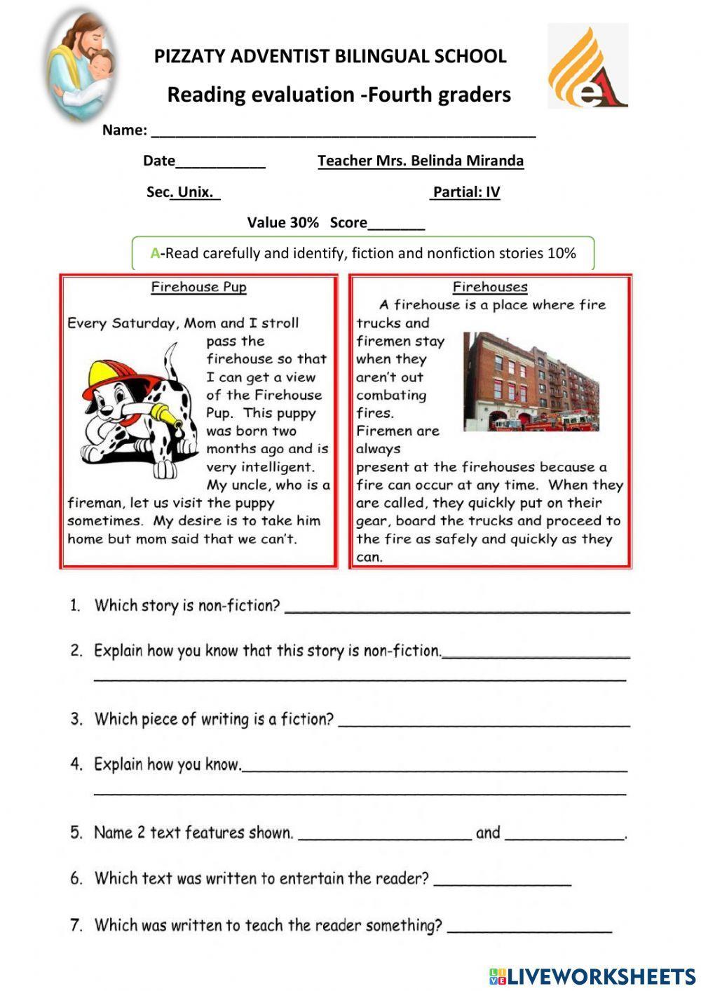 READING 4 GRADE EVALUATION 1626 | Belinda Gitel Miranda