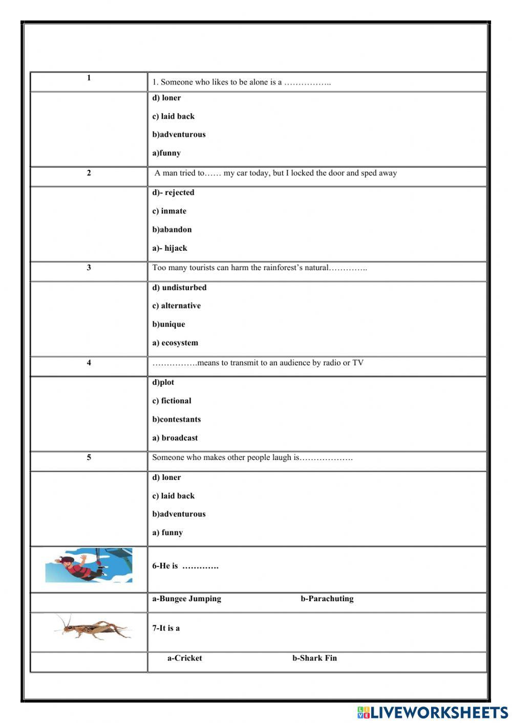 revision Mega goal 2.1 online exercise for | Live Worksheets