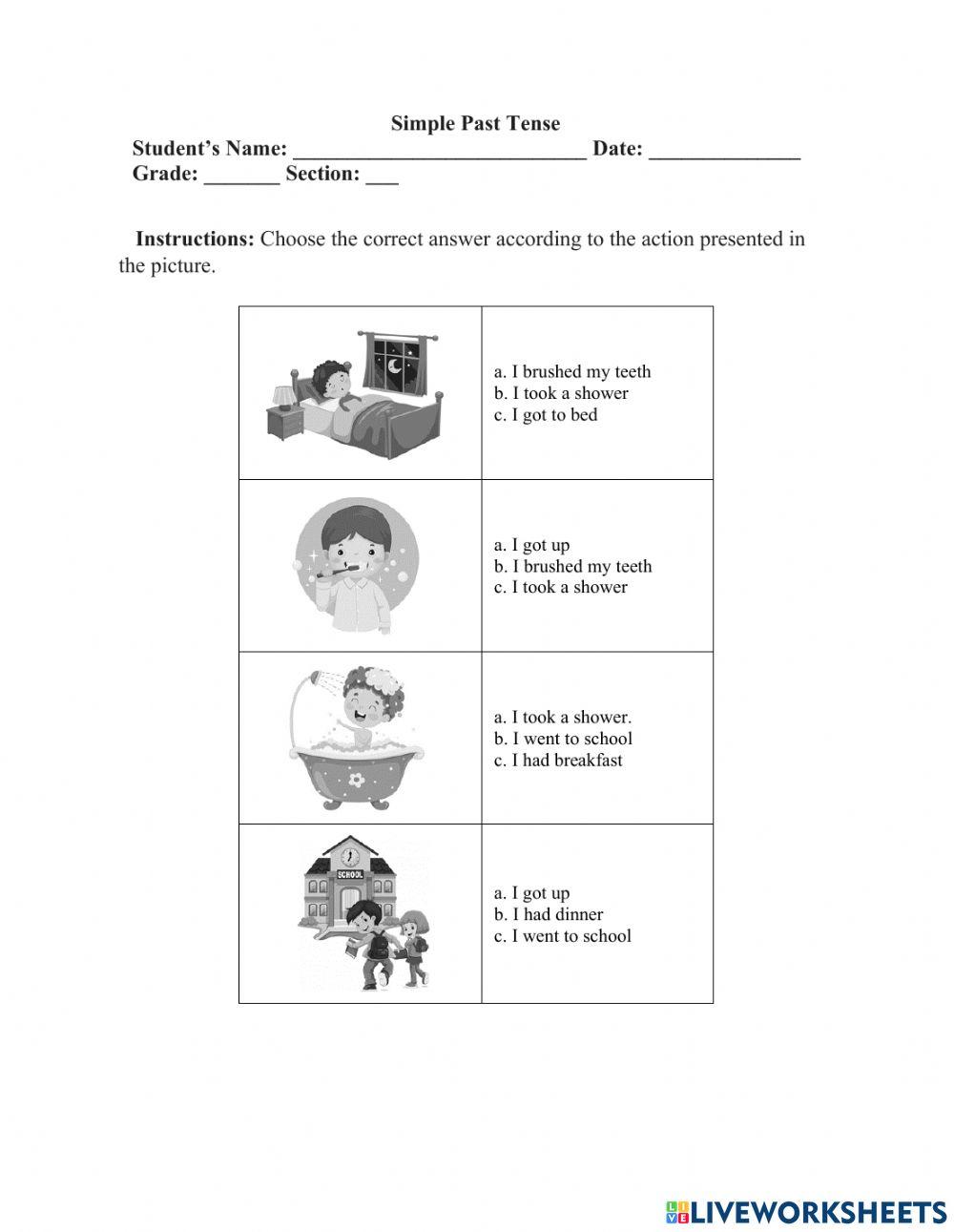 Daily Routine online exercise for grade 10 - basic level | Live Worksheets