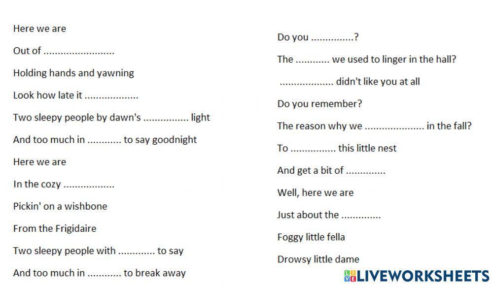 Two sleepy people worksheet | Live Worksheets