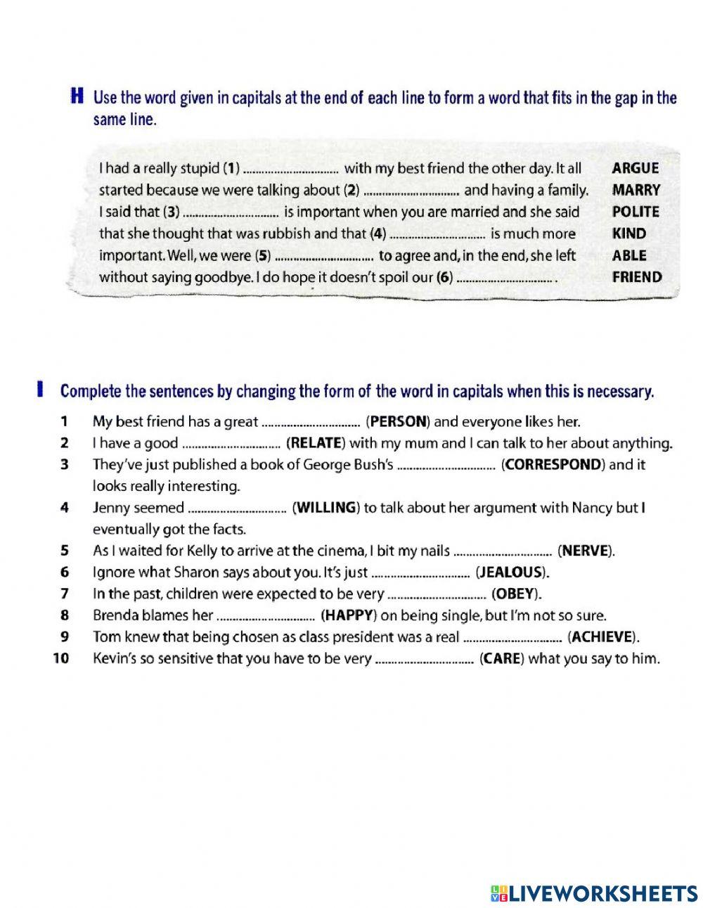 WORD FORM 4 | Free Interactive Worksheets | 2882391