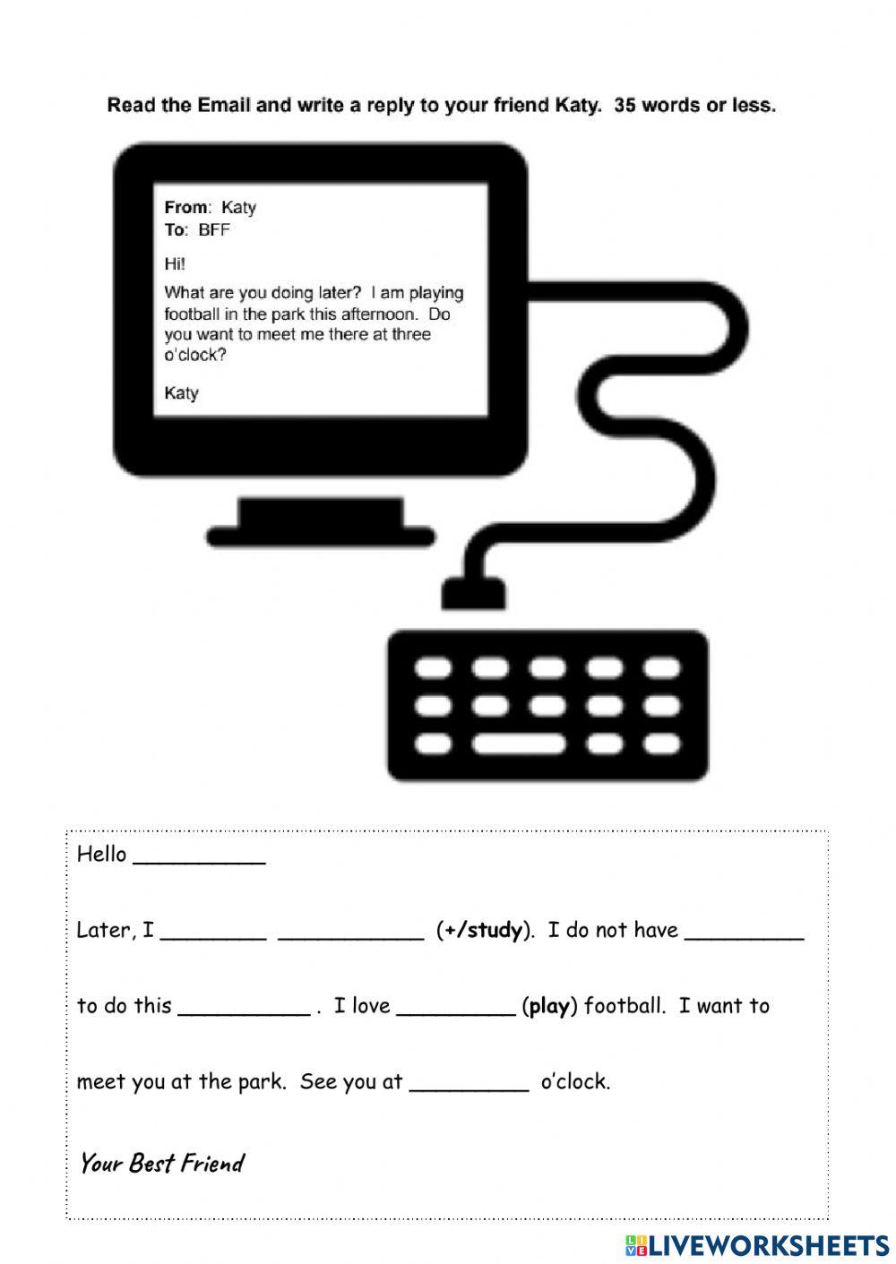 An E-mail worksheet | Live Worksheets
