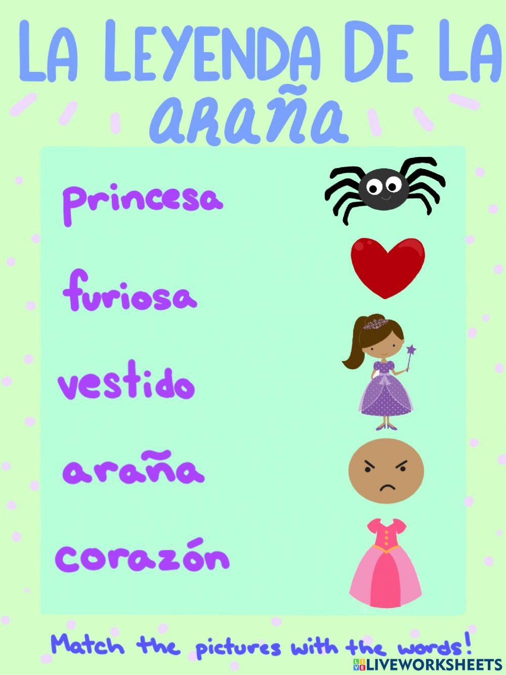 La Leyenda De La Araña Vocabulario worksheet | Live Worksheets