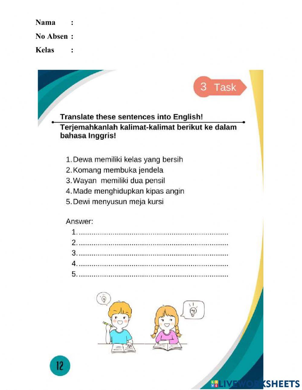 Bahasa Inggris interactive exercise for 4 | Live Worksheets