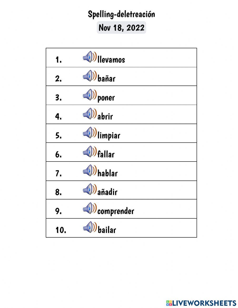 2216138 | My spelling | Robert Cameron | LiveWorksheets