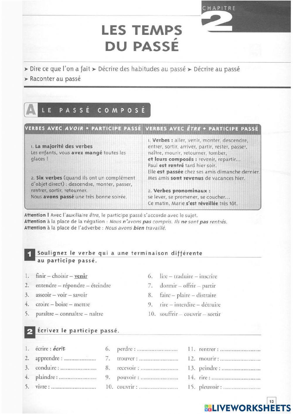 Passé Composé Imparfait Formation Online Exercise For Live Worksheets